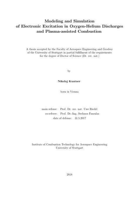 Modeling And Simulation Of Electronic Excitation In Oxygen Helium