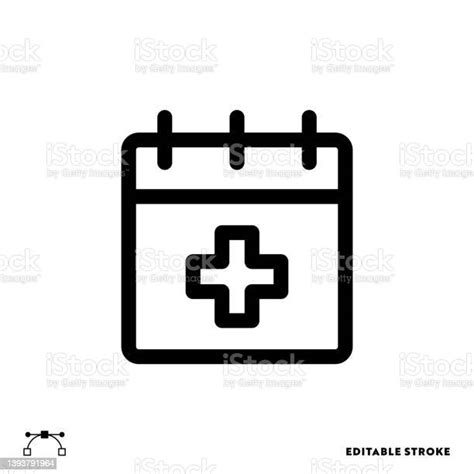 편집 가능한 뇌졸중이있는 건강 검진 약속 아이콘 디자인 웹 페이지 모바일 앱 Ui Ux 및 Gui 디자인에 적합합니다 건강관리와 의술에 대한 스톡 벡터 아트 및 기타 이미지