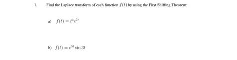 solved 1 find the laplace transform of each function f t