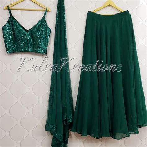 Indian Designer Green Lehnga Choli Dupatta Wedding Wear Etsy