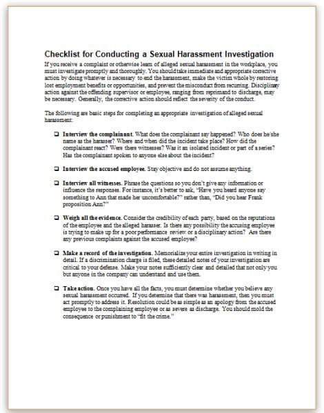 Sexual Harassment Investigation Report Template Sarseh Com