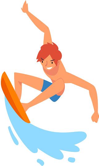 서핑 보드 레크리에이션 비치 워터 스포츠 남자를 즐기는 여름 휴가 벡터 일러스트와 함께 바다 파도에 타고 남성 서퍼 캐릭터 남자에 대한 스톡 벡터 아트 및 기타 이미지