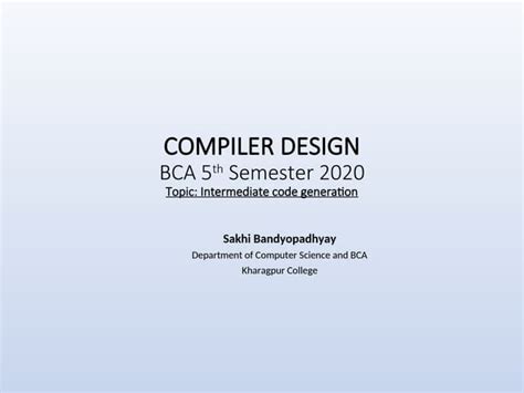 458237 Compiler Design Intermediate Code Generationppt