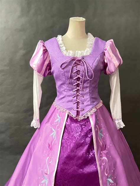 Tangled Princess Rapunzel Dress Embroidery Cosplay Costume Abcosplay
