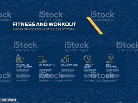 피트니스 및 운동 관련 프로세스 인포그래픽 템플릿 프로세스 타임라인 차트 선형 아이콘이 있는 워크플로 레이아웃 건강한 생활방식에 대한 스톡 벡터 아트 및 기타 이미지