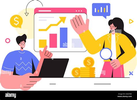 Market Research And Analysis Vector Illustration With Team Management