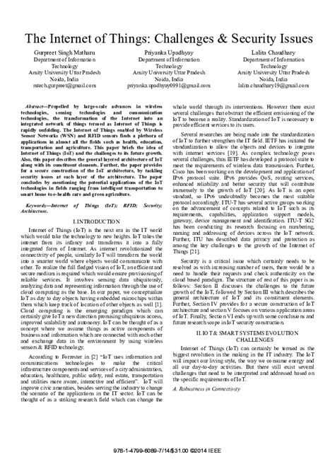 Pdf The Internet Of Things Challenges And Security Issues