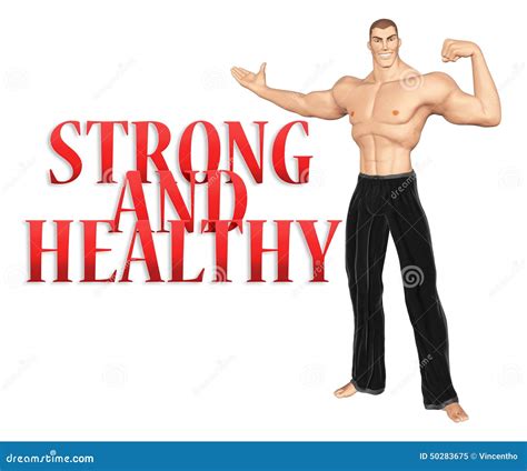 Strong Healthy Man Welcoming Pose Illustration Stock Image