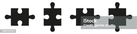 퍼즐 조각 조합 퍼즐 부품 실루엣 아이콘 세트 팀은 솔리드 심볼 컬렉션을 함께 연결합니다 팀워크 공생 솔루션 글리프 픽토그램 격리된 벡터 그림 4가지 개체에 대한 스톡 벡터