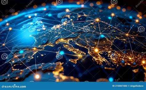 Digital Network Connectivity Across European Continent Stock Illustration Illustration Of