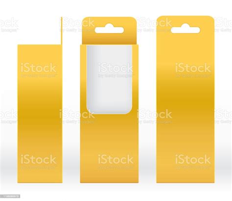 매달려 상자 골드 창 모양 포장 템플릿 빈 잘라 럭셔리 빈 상자 황금 노란색 템플릿 디자인 제품 패키지 선물 상자 노란색 골드