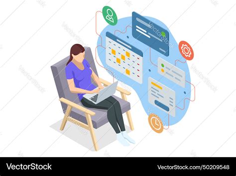 Isometric Business Project Management System Vector Image