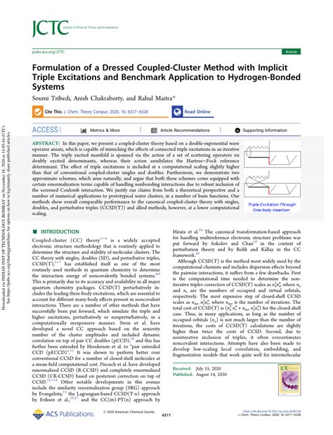 Pdf Formulation Of A Dressed Coupled Cluster Method With Implicit