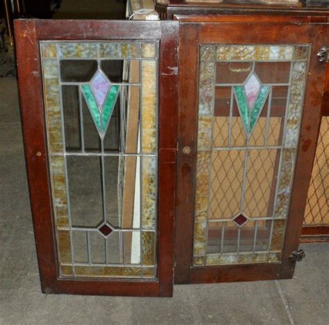 Set Of 4 Stained Glass Cabinet Doors 36x17 Antique Stained Glass Windows Faux Stained Glass