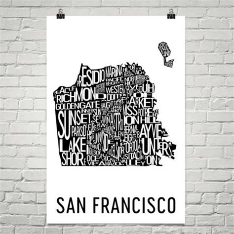 Aeticon Canvas San Francisco Typography Neighborhood Map Art City Print