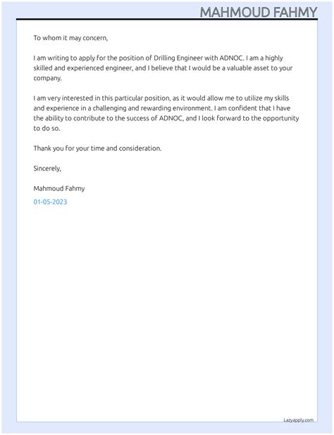 Cover Letter For Adnoc Lazyapply