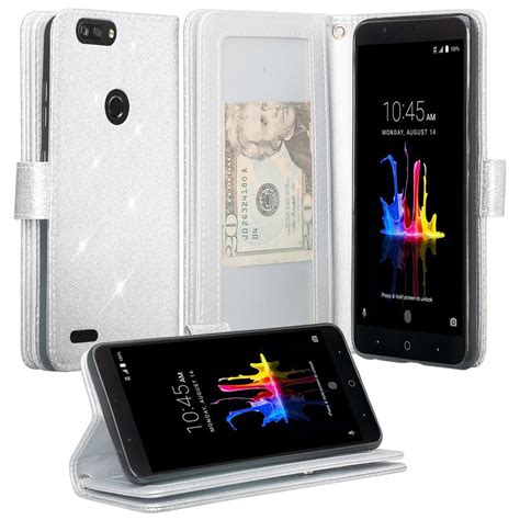 Zte Blade Z Max Case Zte Sequoia Z Case Wrist Strap Glitter Bling Luxury Leather Flip
