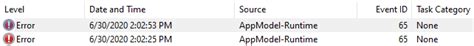 event 65 appmodel runtime microsoft community