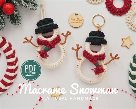 Christmas Macrame Snowman Pdf Tutorial Diy Pattern For Winter Ornament Step By Step Xmas Decor