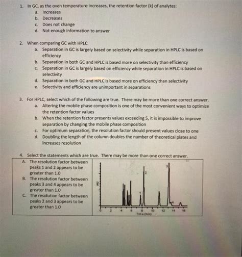Solved 1 In Gc As The Oven Temperature Increases The