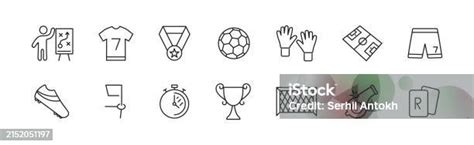 축구 아이콘 세트입니다 축구 라인 아이콘입니다 벡터 일러스트 레이 션 경기장에 대한 스톡 벡터 아트 및 기타 이미지 경기장 골 스포츠 장비 골인 Istock