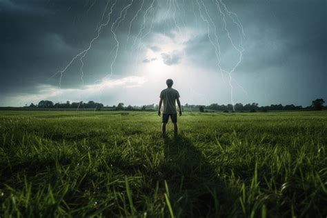Lightning Grass Field Thunderstorm Ai Free Photo Rawpixel