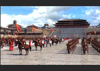 古建筑 宫殿 行军队伍 出兵 将军 士兵战士 骑马动画 战争打仗 战场 古代军队战旗 唐 洛阳城