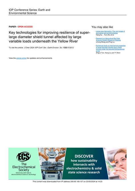 Pdf Key Technologies For Improving Resilience Of Super Large Diameter Shield Tunnel Affected