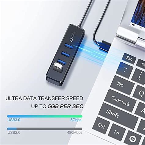 2피트 길이의 케이블이 있는 멀티 Usb 포트 허브 전화 Pc 빠른 데이터 전송