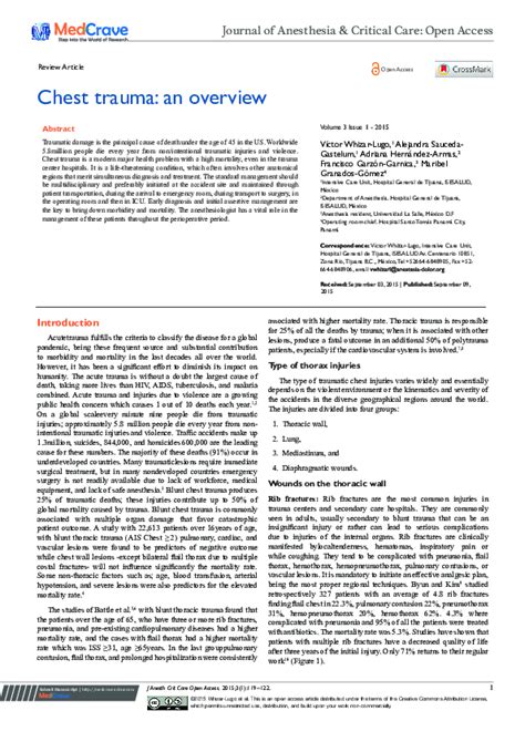 Pdf Chest Trauma An Overview