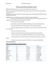 ENVIRONMENTAL SCIENCE LAB REPORT Lericia Docx Lericia Abbot Environmental Science