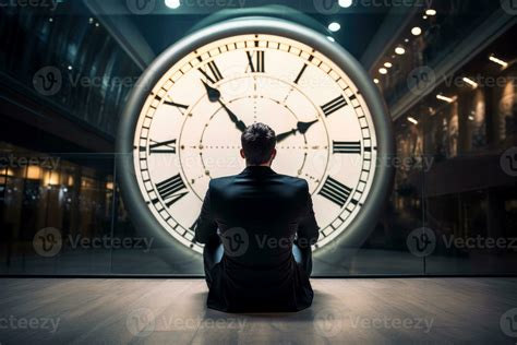 Ai Generated Concept Of Time Management With Man And Big Clock Generative Ai 36026366 Stock