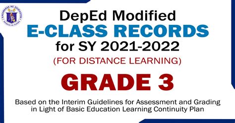 Grade 3 Modified E Class Records Sy 2021 2022 Free Download Deped Click