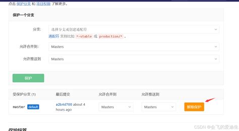 gitlab保护分支设置