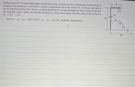 Solved 21 P 17 6 Figure P 176 Shows The Singly Symmetrical