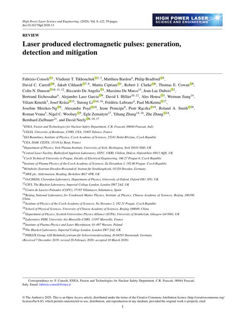 Pdf Laser Produced Electromagnetic Pulses Generation Detection And Mitigation