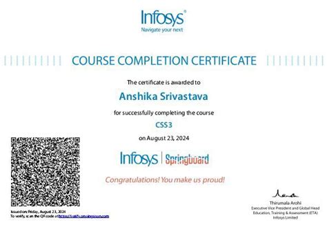 Springboardinfosys Css3 Certificate Infosys Anshika Srivastava