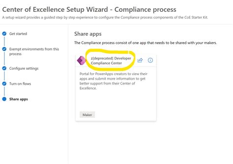 [coe Starter Kit Bug] Coe Compliance Setup Wizard Share Apps Steps Pointing To Deprecated