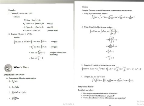 solved solution examples using the theorems on antidifferentiation