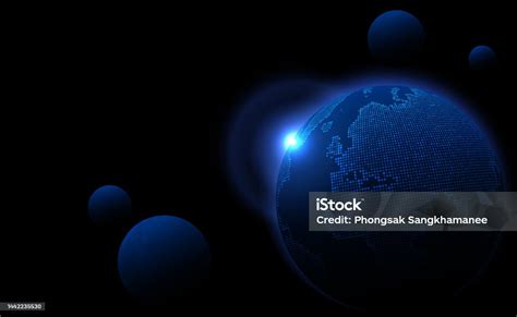 디지털 기술 전세계 글로벌 네트워크 인터넷 연결 파란색 배경 추상 사이버 기술 미래 행성 지도 세계 Ai 빅 데이터 혁신 5g 무선 와이파이 미래 그림 벡터 0명에 대한