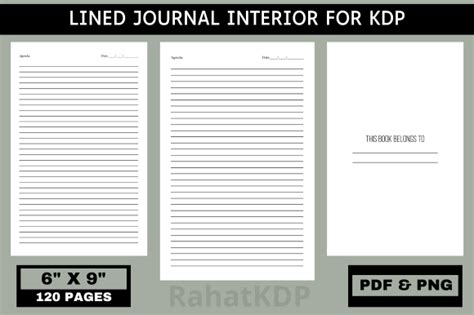 blanked lined journal interior for kdp graphic by rahatkdp · creative fabrica