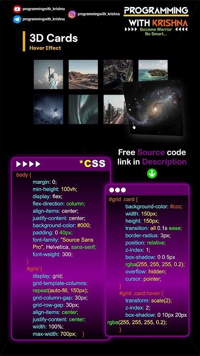 3d Cards Web Html Css Js Programmingwithkrishna Html Css