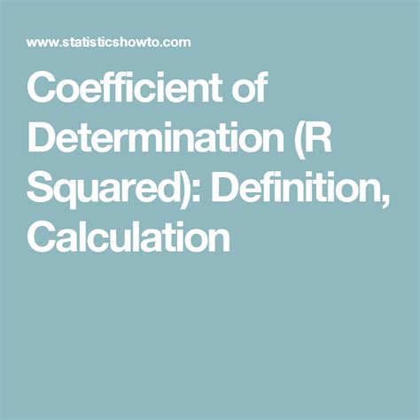 Coefficient Of Determination R Squared Definition Calculation