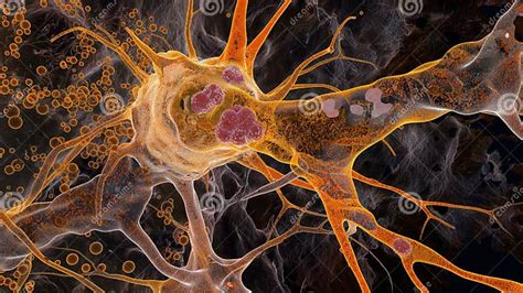 Microscopic View Of A Neuron Revealing The Complex Network Of Dendrites Stock Image Image Of