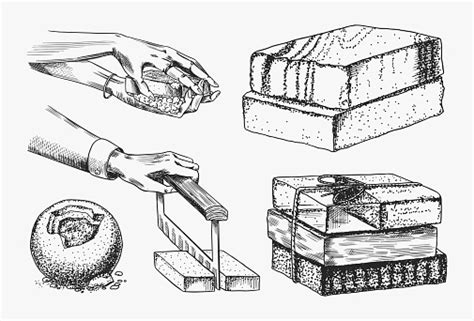 버블 배스 비누 세트 빈티지 스타일로 손을 씻는다 수제 포장 거품 생산 공정 유기농 화장품 천연 거품 스파 라벨 또는 배너용 흑백 새겨진 스케치를 그려 개체 그룹에 대한