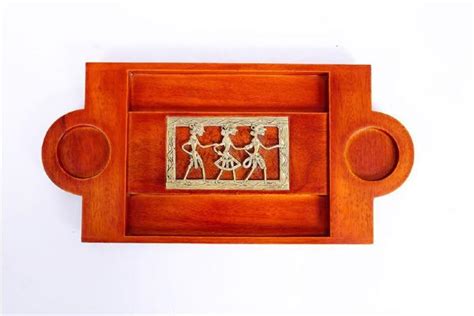 Olha O Ethnic Ting And Decor Shot Tray Rectangular Jaali In Mango