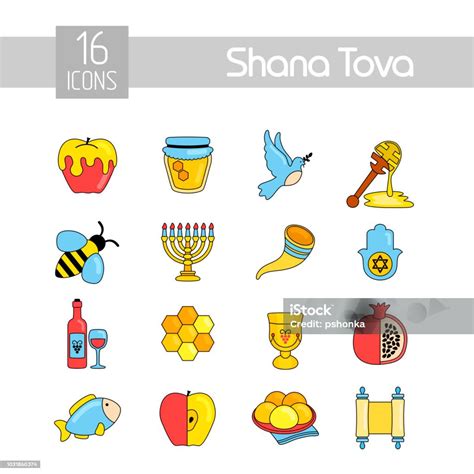 로 시 Hashanah 샤나 Tova 유태인 새 해 아이콘 세트 0명에 대한 스톡 벡터 아트 및 기타 이미지 0명 공휴일 꿀 Istock