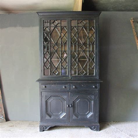 Very Rare Astragal Glazed Pine Bookcase In Original Paint Pine