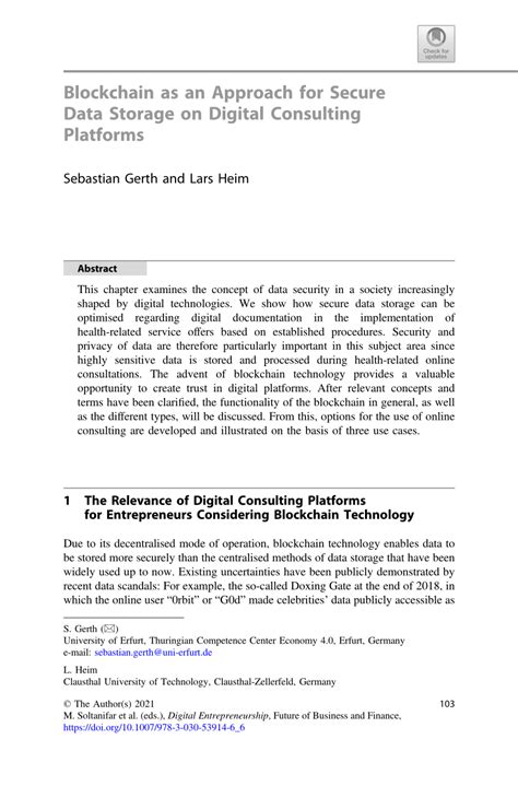 PDF Blockchain As An Approach For Secure Data Storage On Digital Consulting Platforms