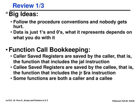 Ppt Cs61c Machine Structures Lecture 8 Procedure Conventions Part Ii Plus Arrays And